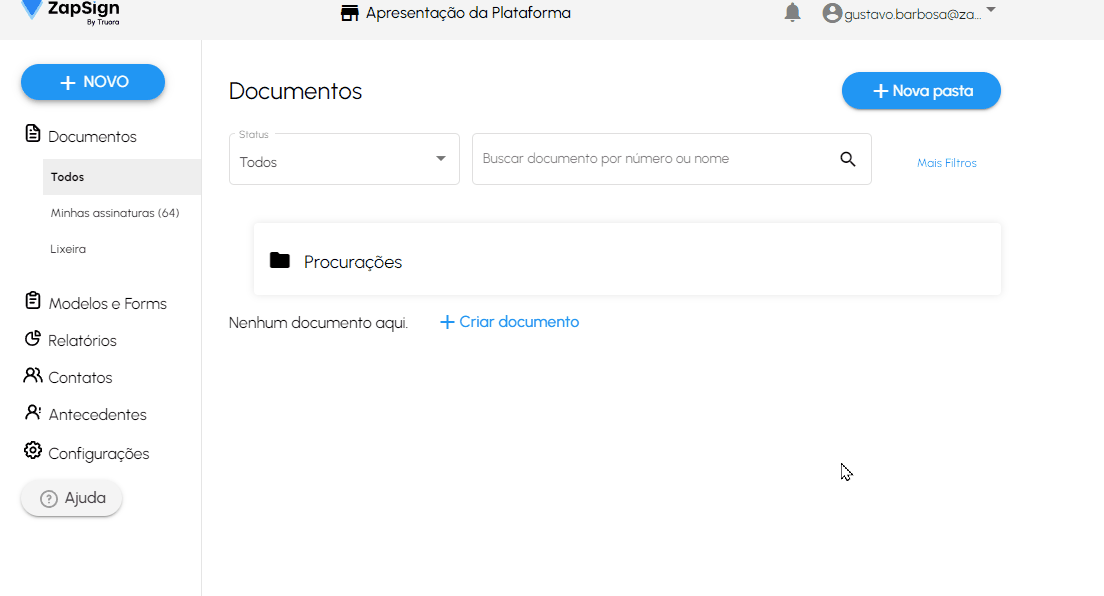 Como enviar documentos para assinatura?