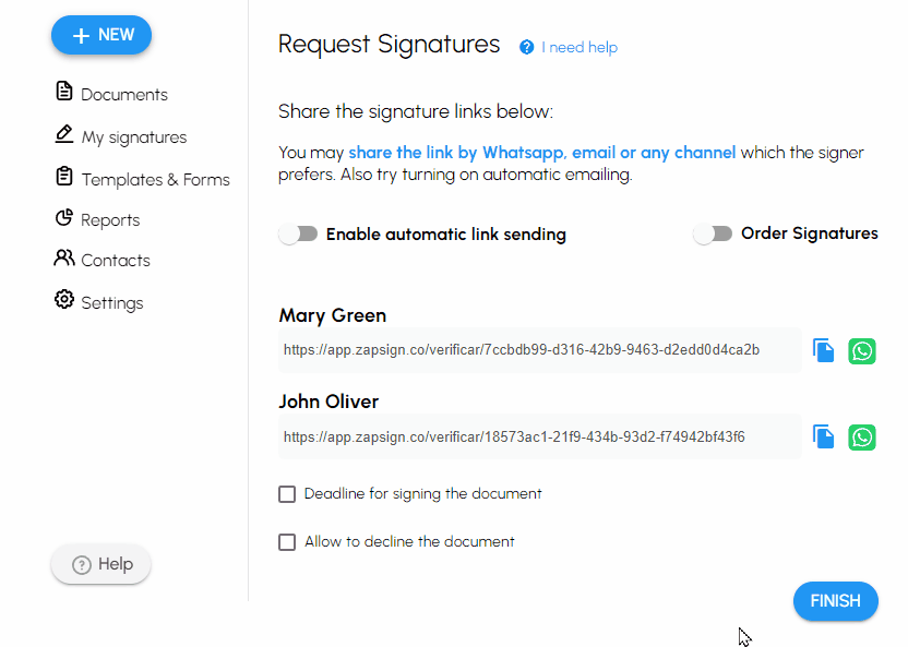 Set an order of signatures, add automatic reminders and deadline for ...