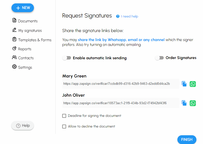 Set an order of signatures, add automatic reminders and deadline for ...